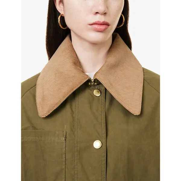 Barbour Hutton Showerproof Corduroy-Collar Cotton Jacket - Dusky